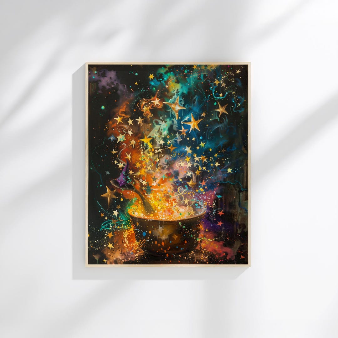 Magic Cauldron Halloween Art Print | Starry Witchcore Celestial Fall ...