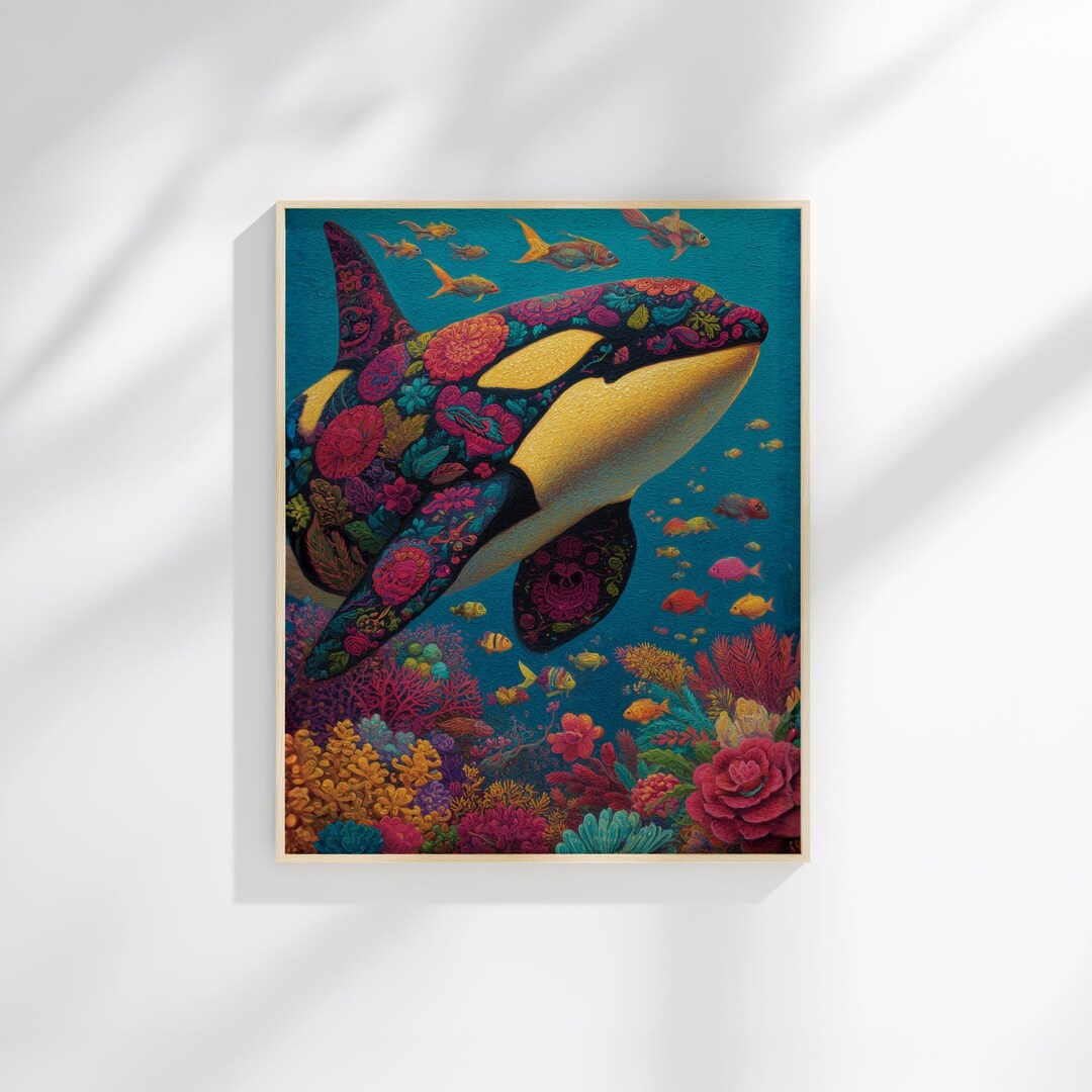 Alebrije Calavera Orca Art Print | Sugar Skull Ocean Animal Wall Decor ...