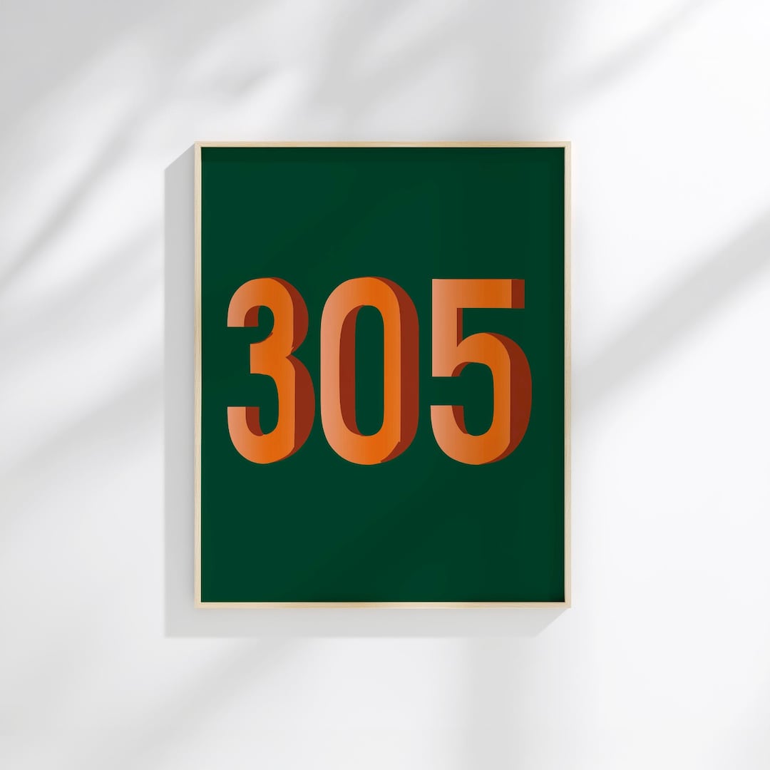 305 Wall Art Printable | Miami Area Code Poster | Green Orange ...