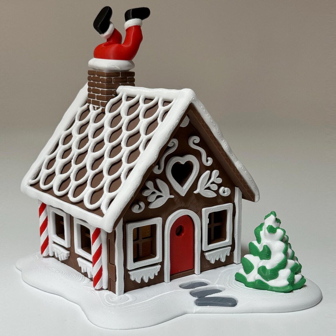 3D Printed Gingerbread House With Switchable Santa or Snow Chimney Cap ...