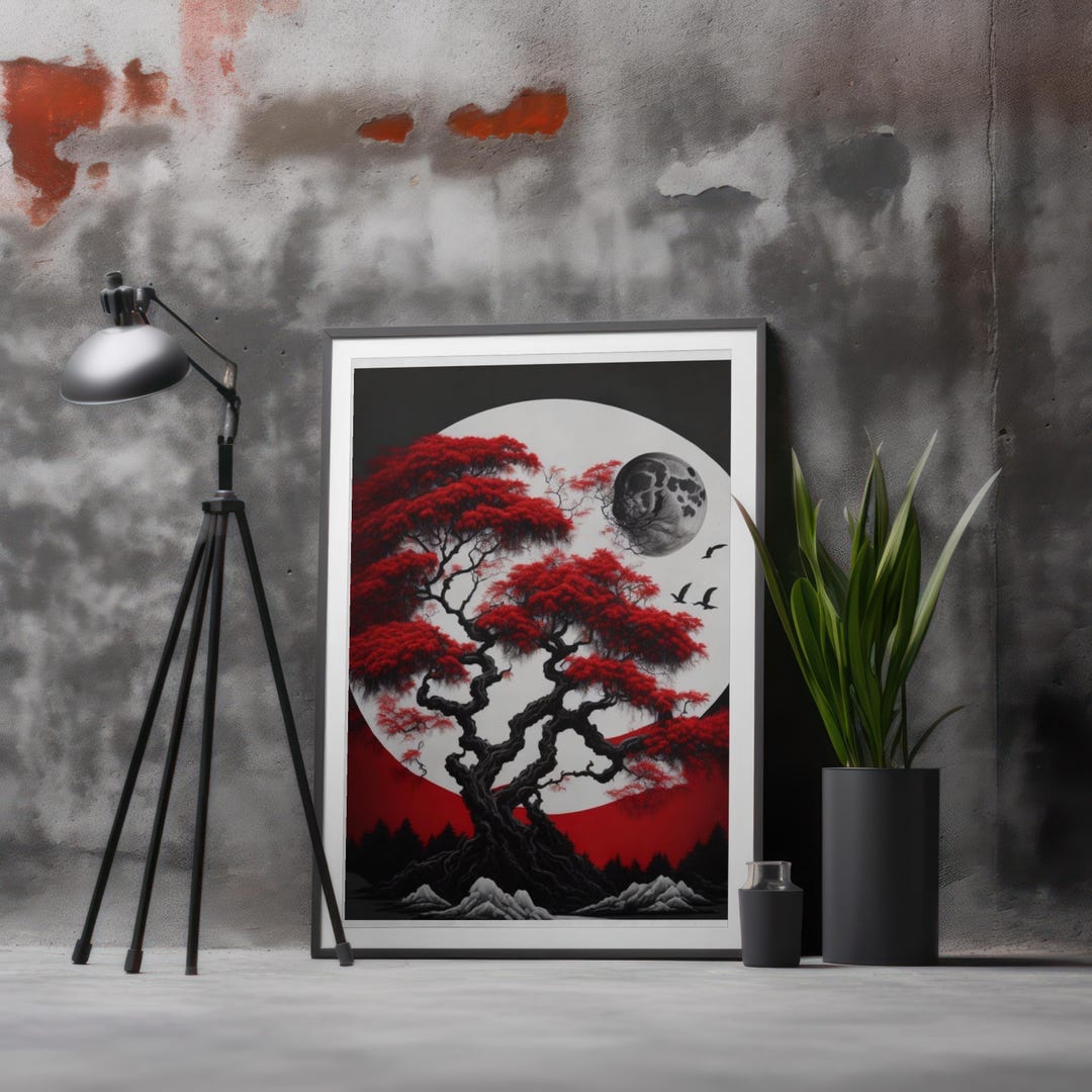 Red Moon Tree Exclusive Wall Art Poster for Mystical Rooms - Etsy