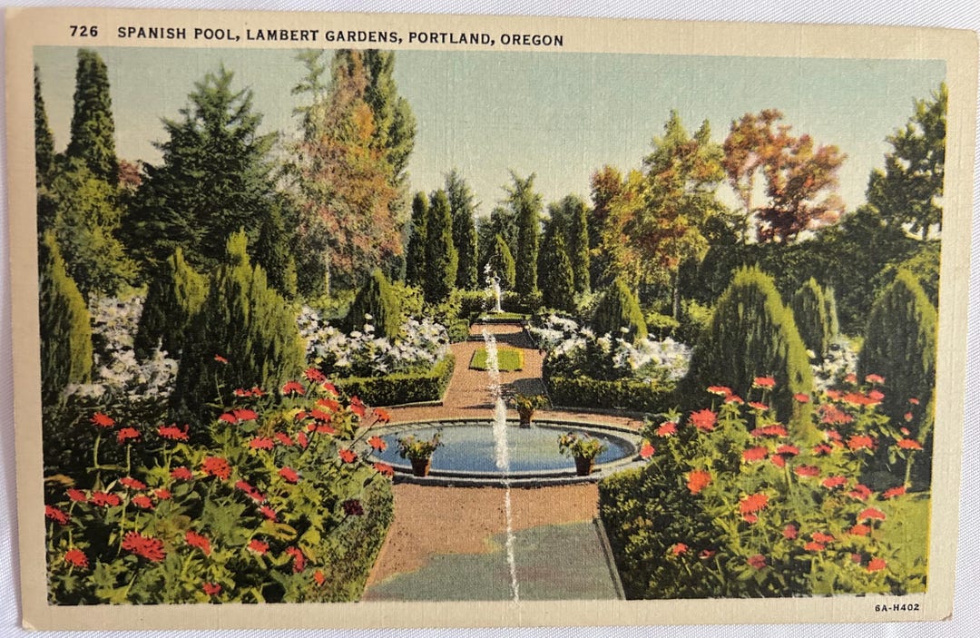 Vintage Postcard of Spanish Pool, Lambert Gardens, Portland Oregon - Etsy