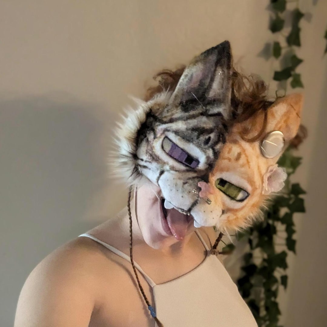 Half and Half Cat Mask - Etsy