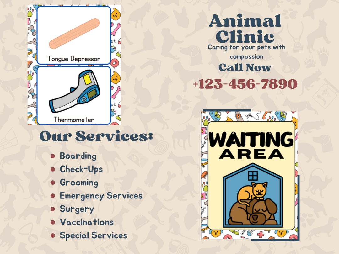 Pretend Play Vet Clinic Printable, Kids Veterinary Dramatic Play Set ...