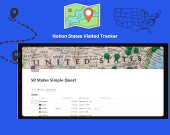 50 States Travel Tracker | USA Road Trip Planner, Adventure Log ...