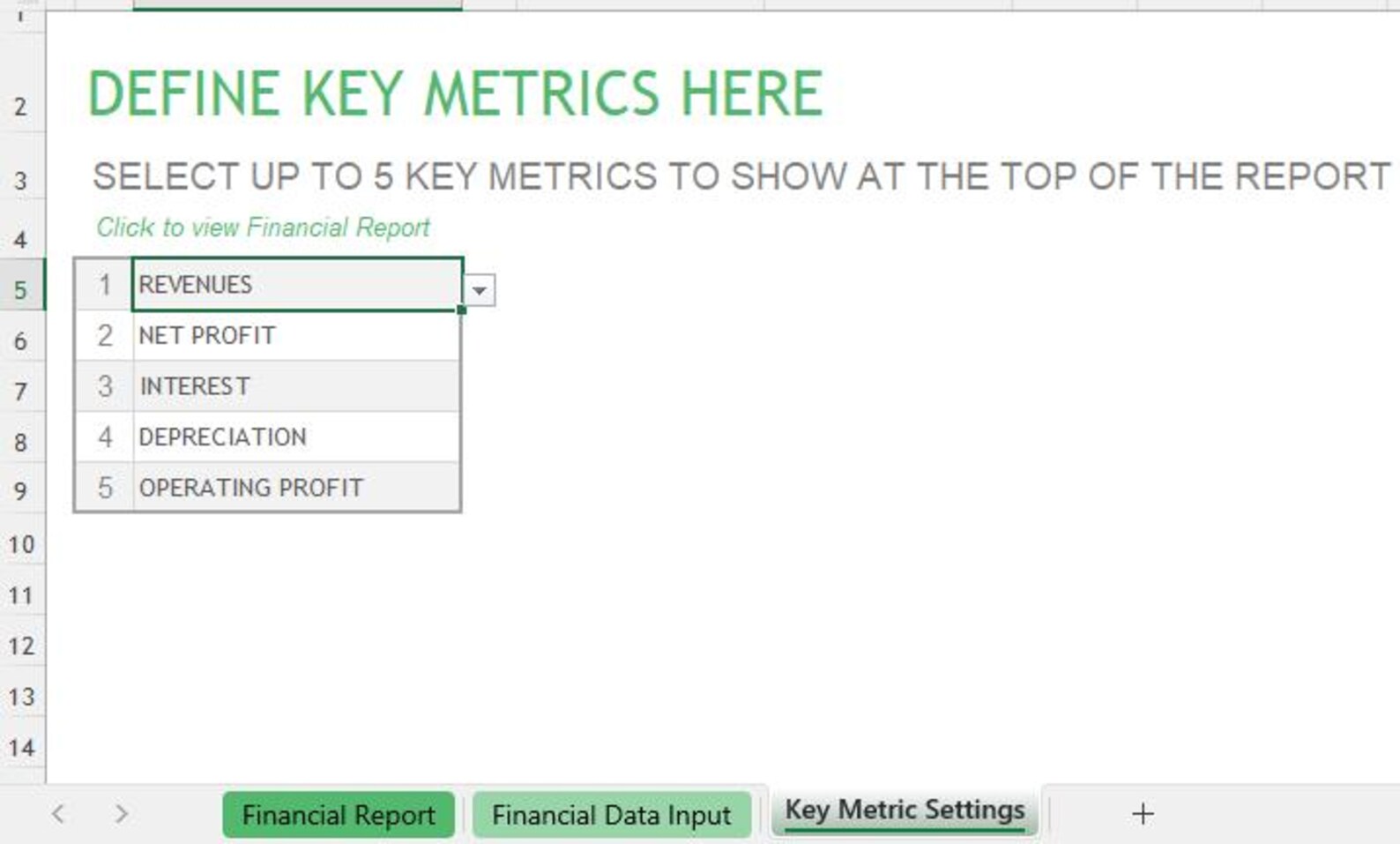 2025 Annual Financial Metrics Dashboard | Excel Template for Business ...