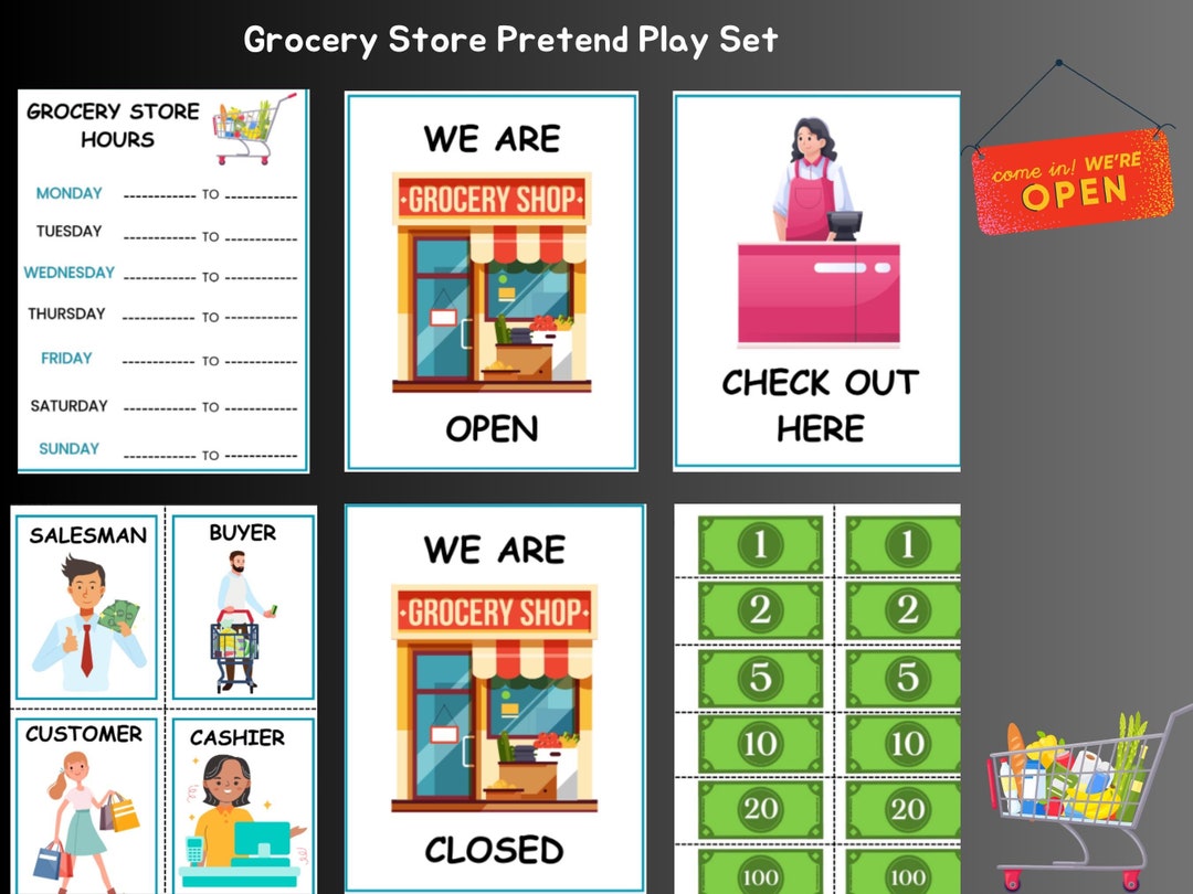 Grocery Store Pretend Play Printable Set | Montessori-inspired Dramatic ...