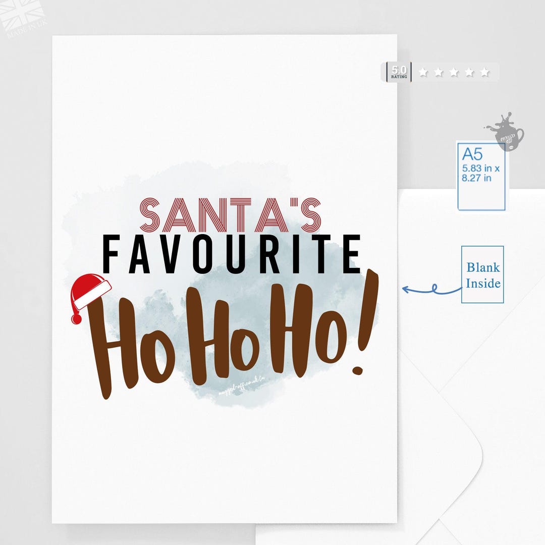 Christmas Card for Her Santa's Favourite Ho Ho Ho Funny Joke Christmas ...