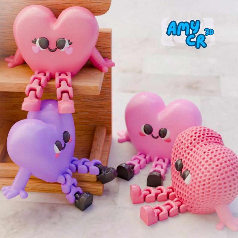 Articulated Heart With Flexi Legs Bundle 3 Variations (knitted, Girly ...