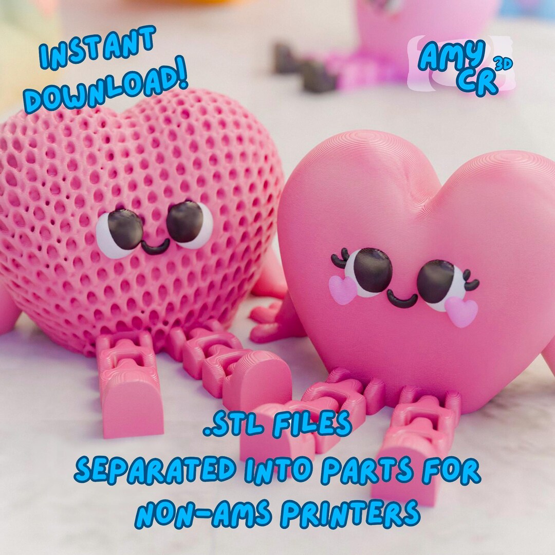 Articulated Heart Separated Into Parts for Non AMS 3D Printing - Flexi ...