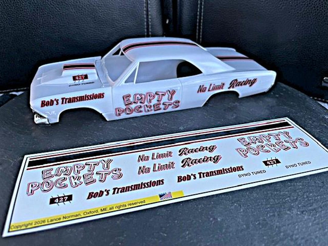 Custom "empty Pockets" Drag Race Car Decals: 1/25 Scale Model - Etsy