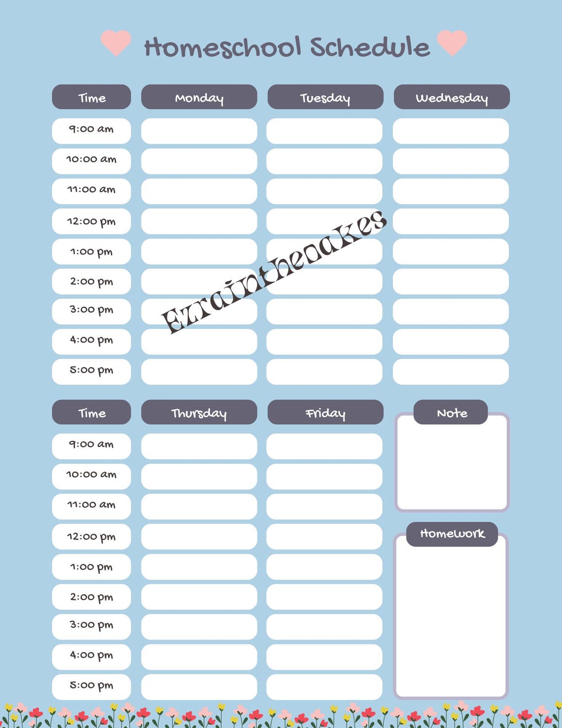 Weekly Homeschool Schedule - Etsy