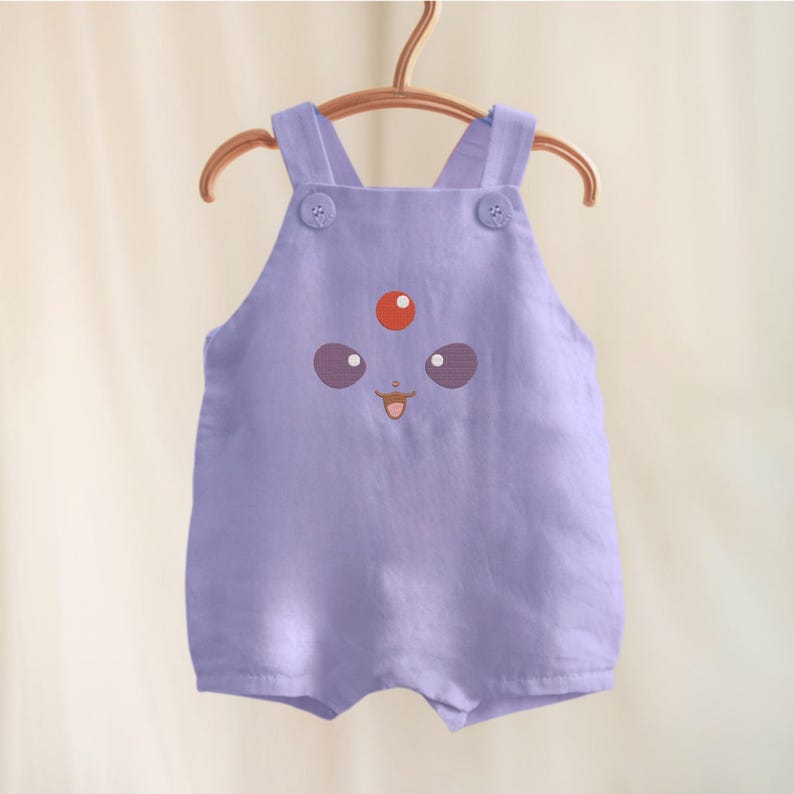 Embroidered Personalized PKM Face Romper, Linen Romper, PKM Cute Face ...