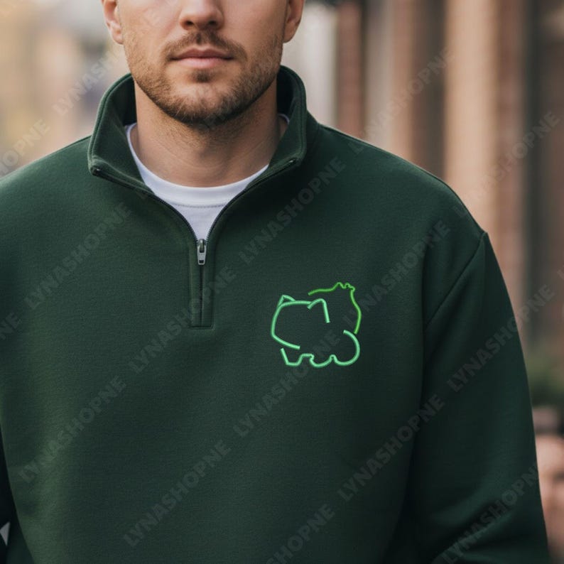 PKM Outline Custom Embroidered Cotton Quarter Zip, Persionalize ...