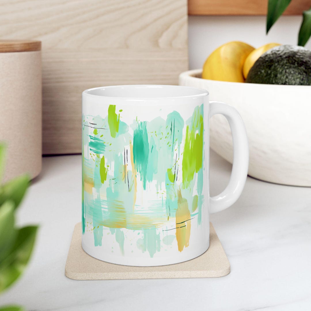 GREEN MINIMALIST COFFEE Mug Kitchen Decor Office Coffee Mugs Gift for ...