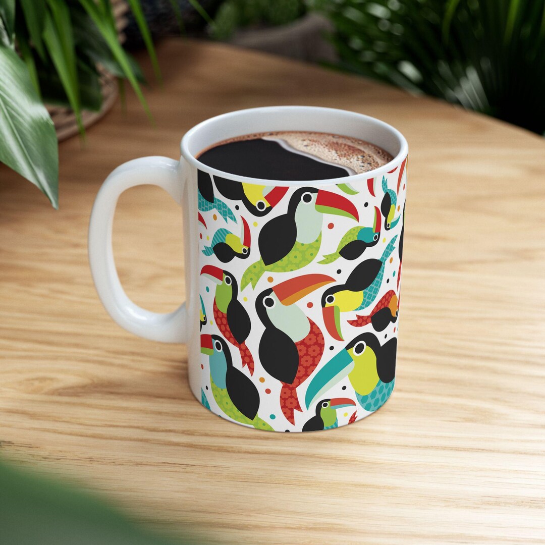 Colorful Tropical Toucan Ceramic Mug, Fun Coffee Cup, Unique Gift for ...