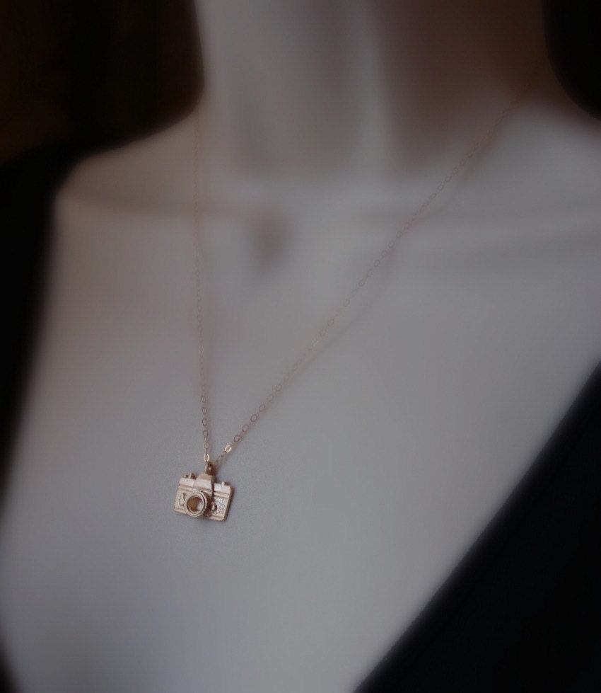 Little Camera Necklace in Gold or Silver, Gift for Photographer Gold ...