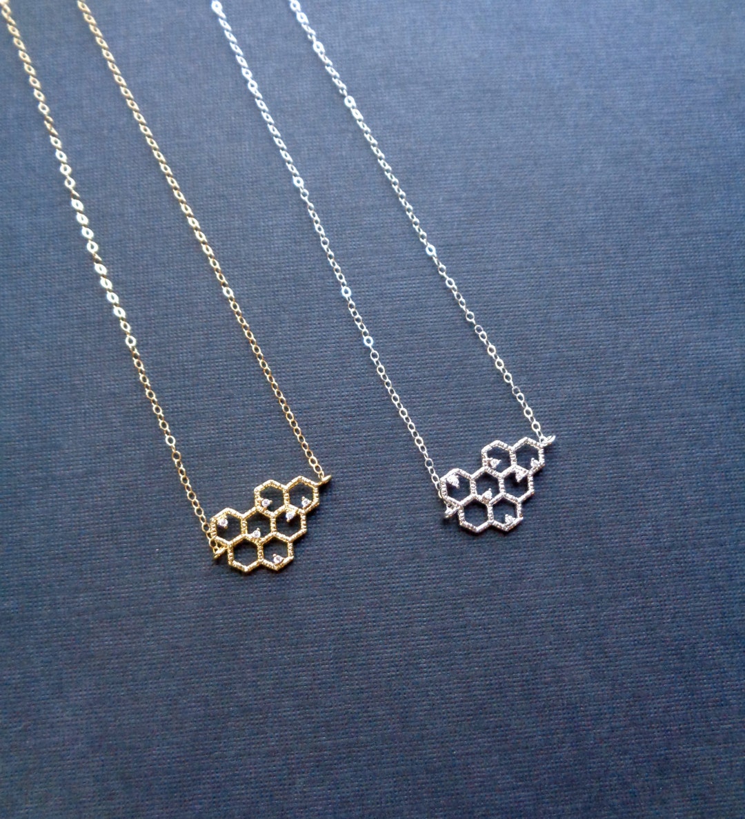 Honeycomb Necklace Silver or Gold Honey Necklace Honeycomb Pendant ...