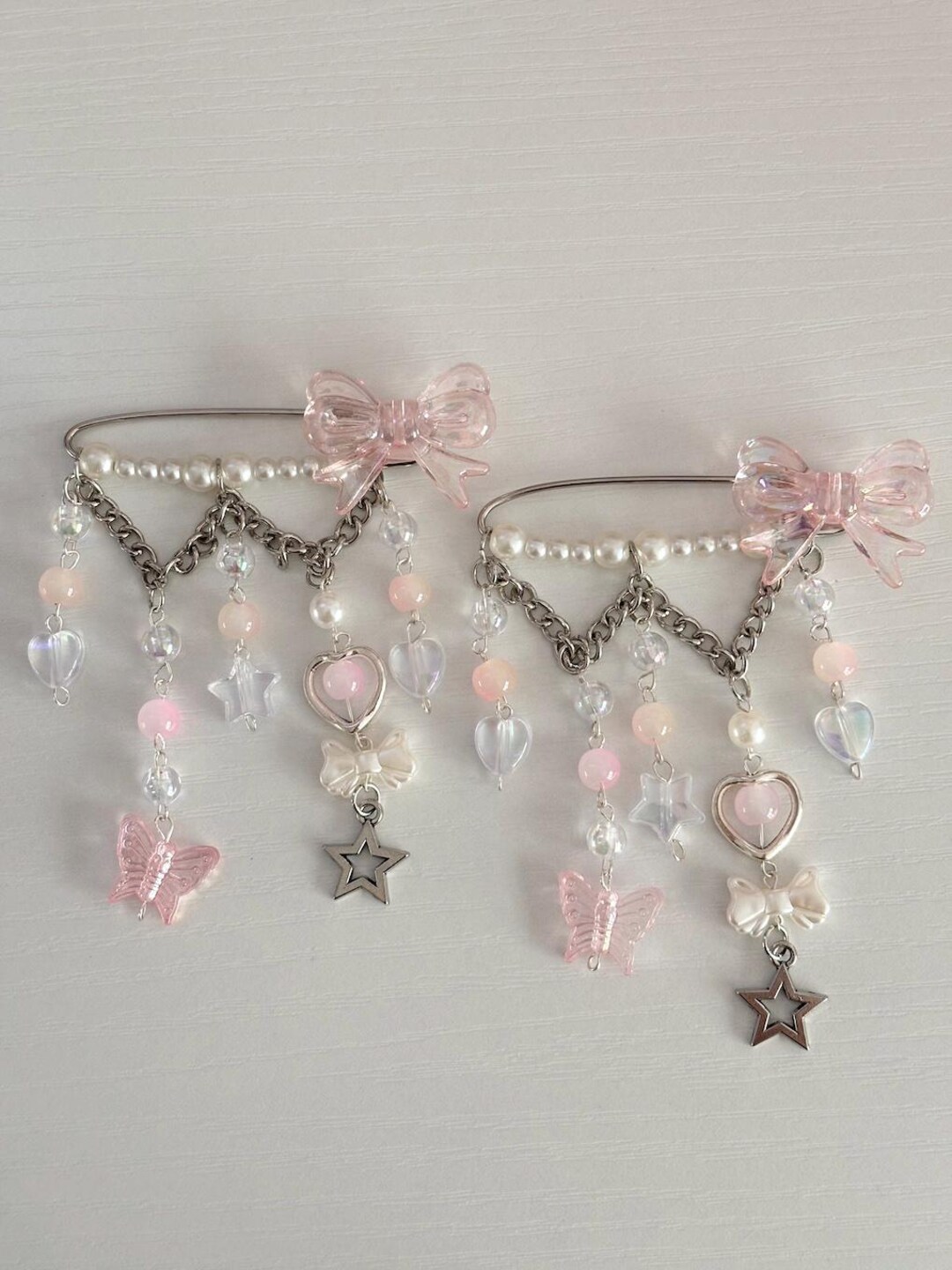 Pink Bow Safety Pin Bag Charms - Etsy