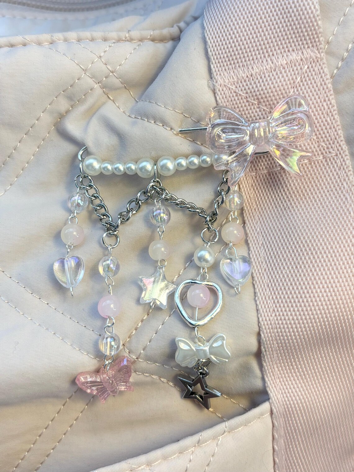 Pink Bow Safety Pin Bag Charms - Etsy