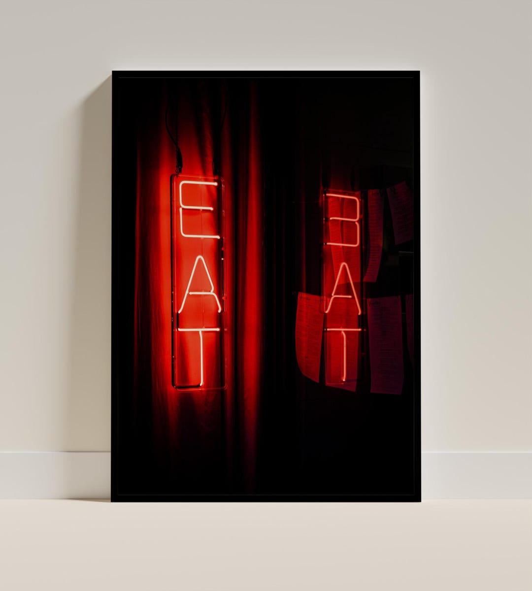 Neon Sign Digital Print, Eat Sign, Printable Wall Art, Dining Room ...