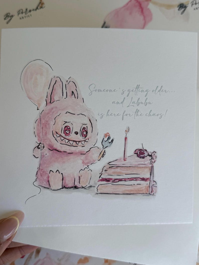 Labubu Monster Birthday Card - Etsy UK