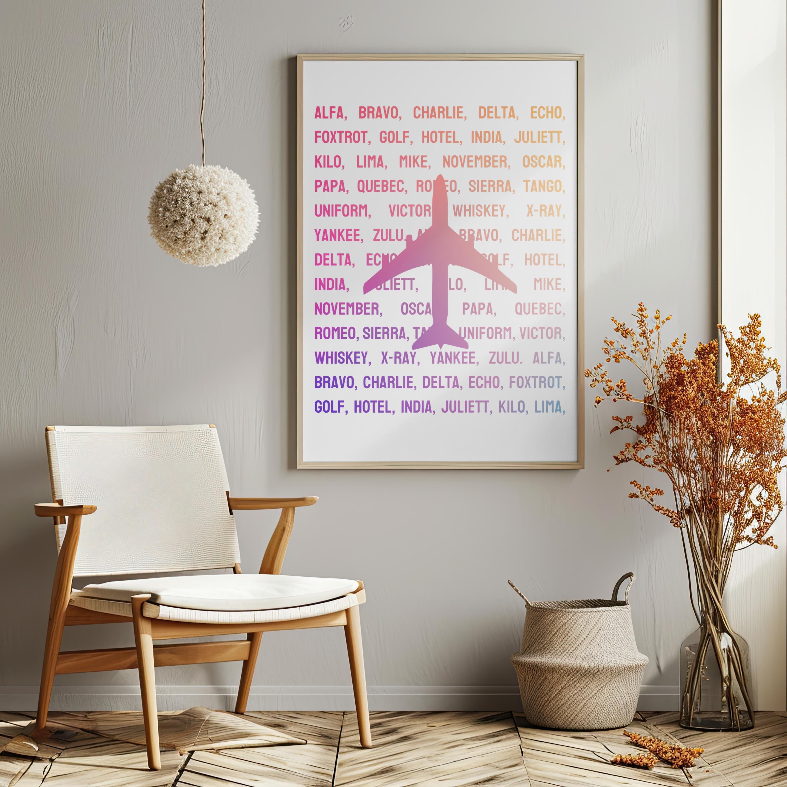 Canvas Wall Art, Nato Phonetic Alphabet Pilot Gift, Framed Aeronautical ...
