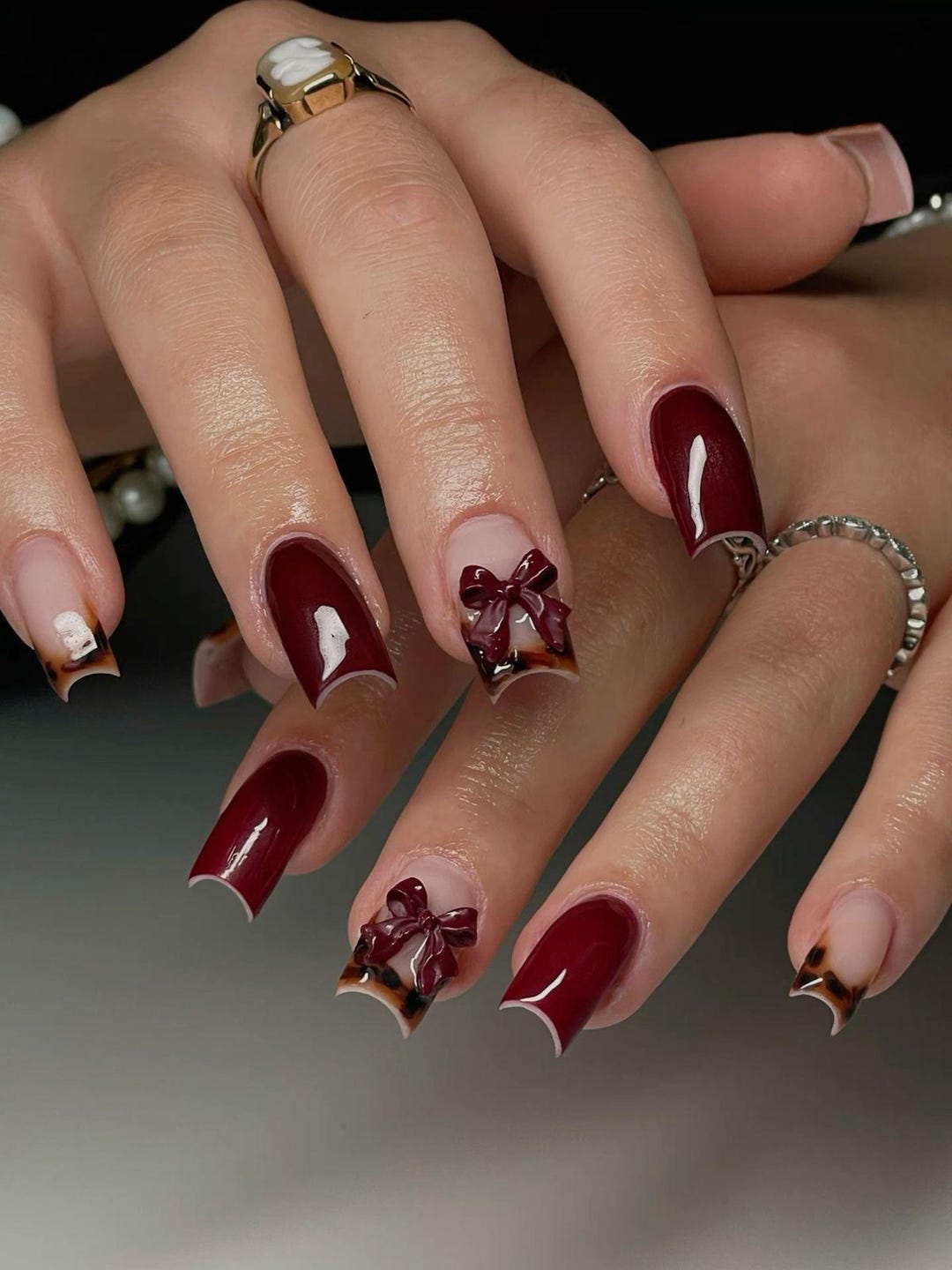 Red Tortoise Shell Nails - Etsy