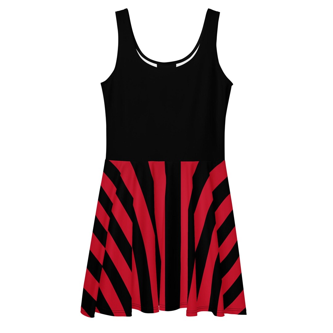 Red and Black Striped Skater Dress | Gothic Pirate Costume Dress ...