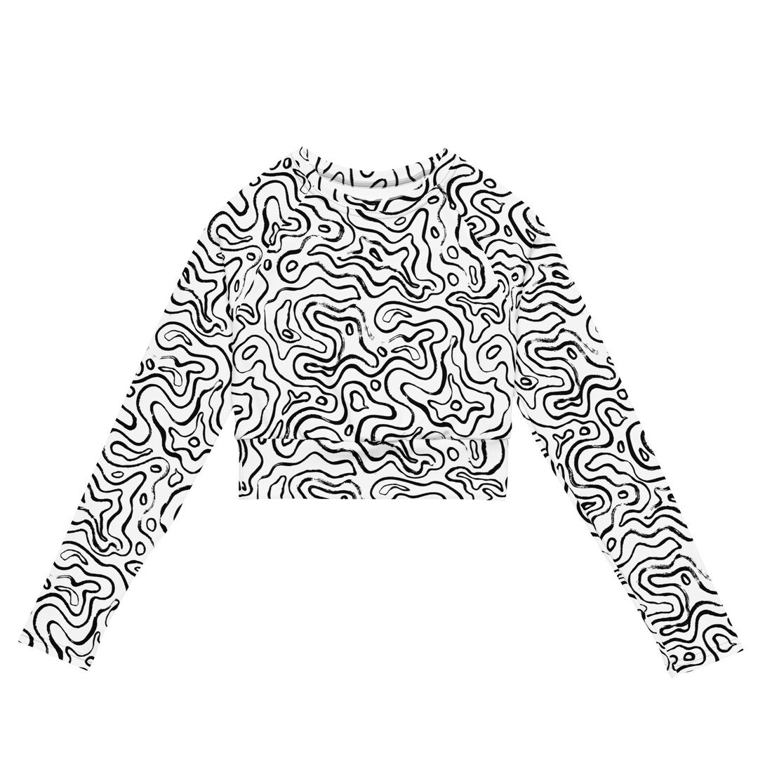 Trippy Wavy Line Crop Top | Abstract Psychedelic Print Festival ...