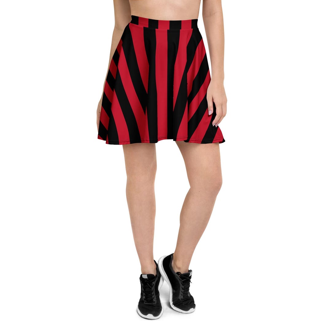 Red and Black Striped Skater Skirt | Gothic Pirate Costume Skirt ...