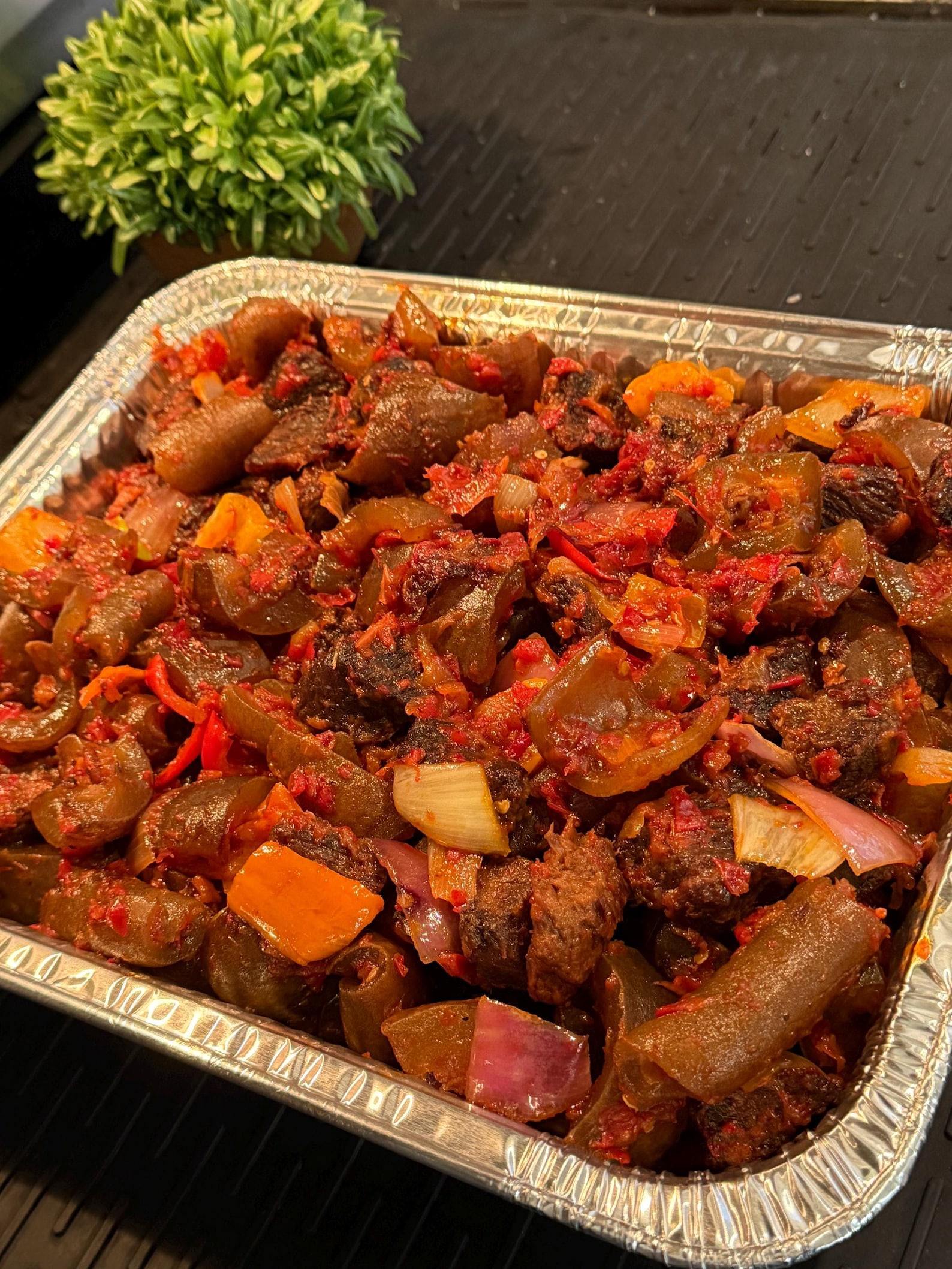 Peppered Ponmo Meat/beef Mix (half Pan) - Etsy