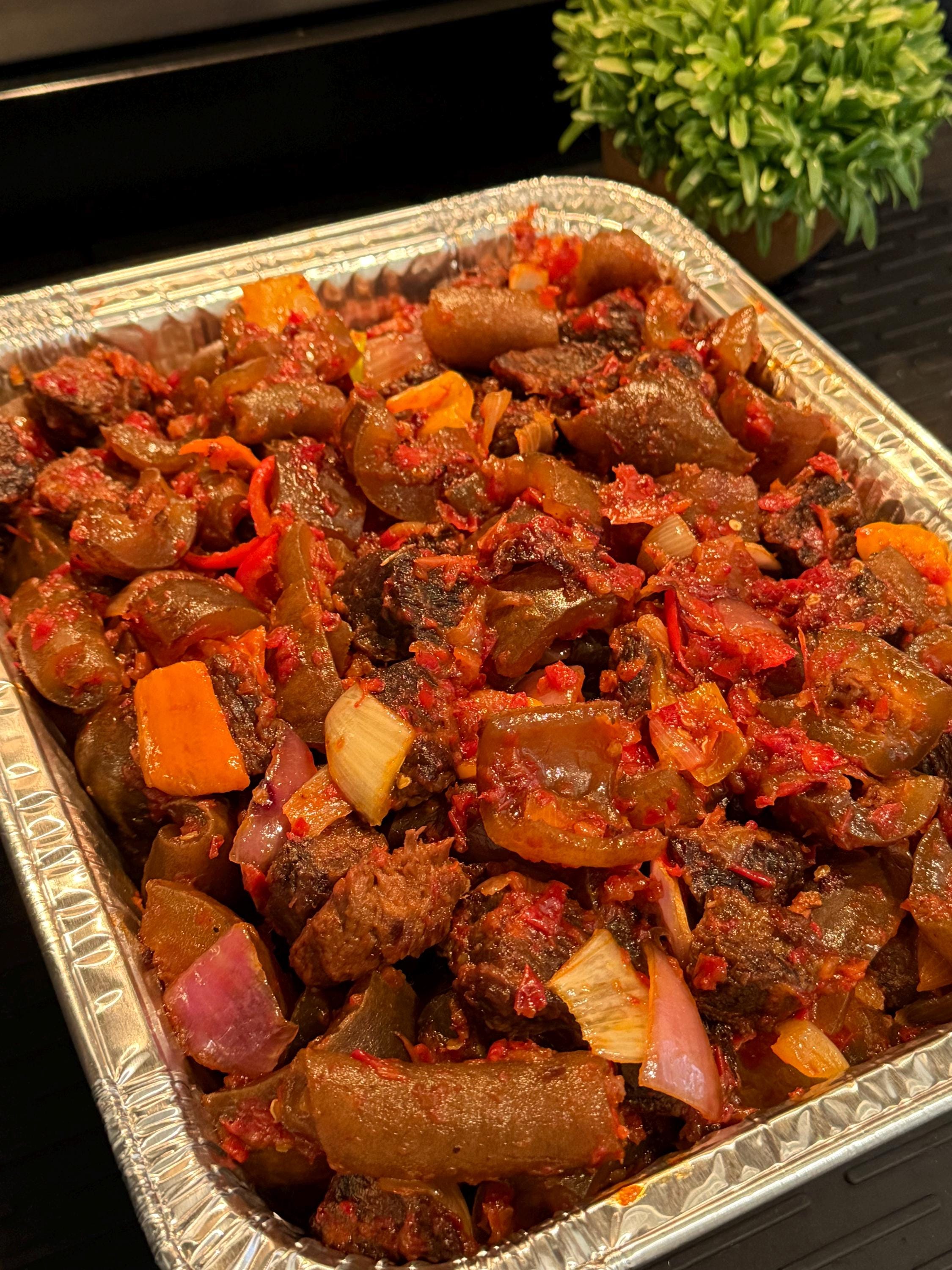 Peppered Ponmo Meat/beef Mix (half Pan) - Etsy