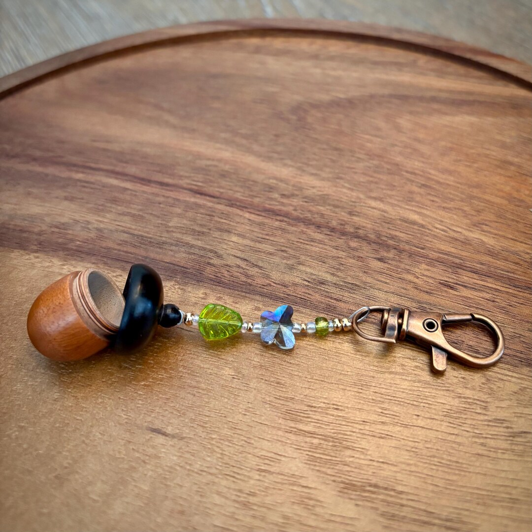 Cottagecore Acorn Keychain: Wooden Trinket Container - Etsy