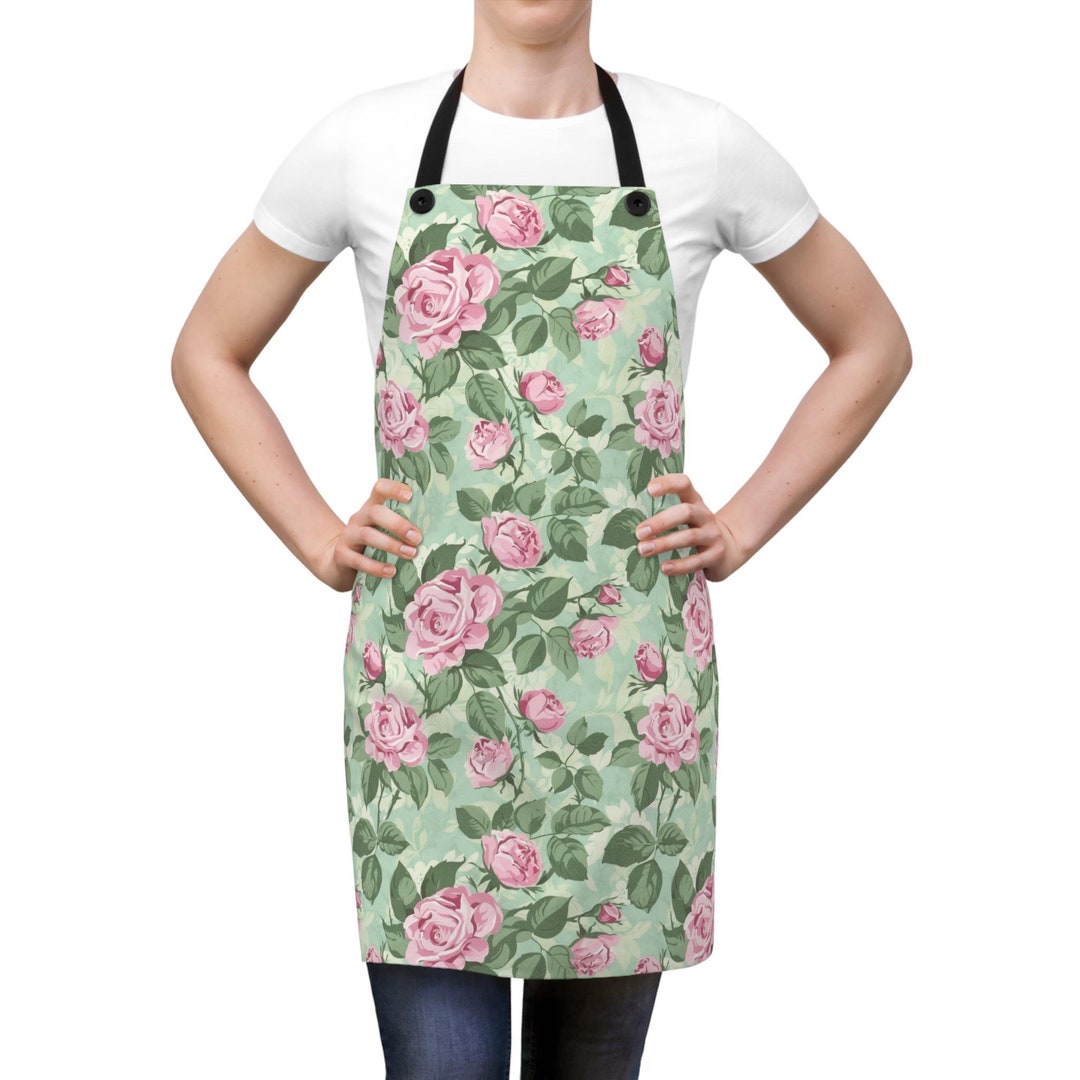 Green Apron Shabby Chic, Vintage Farmhouse Style Cooking Apron, Kitchen ...