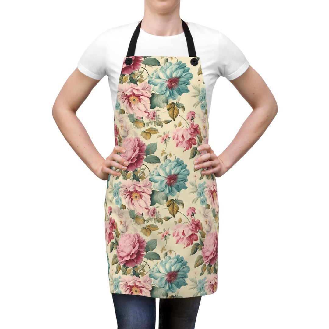 Spring Shabby Chic Apron, Vintage Farmhouse Style Cooking Apron ...