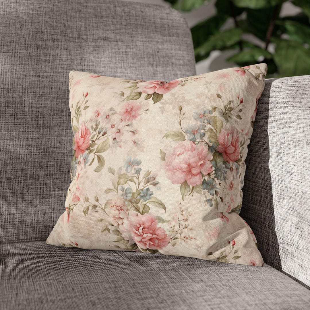 Floral Shabby Chic Throw Pillow and Pillow Case, Vintage Cottagecore ...