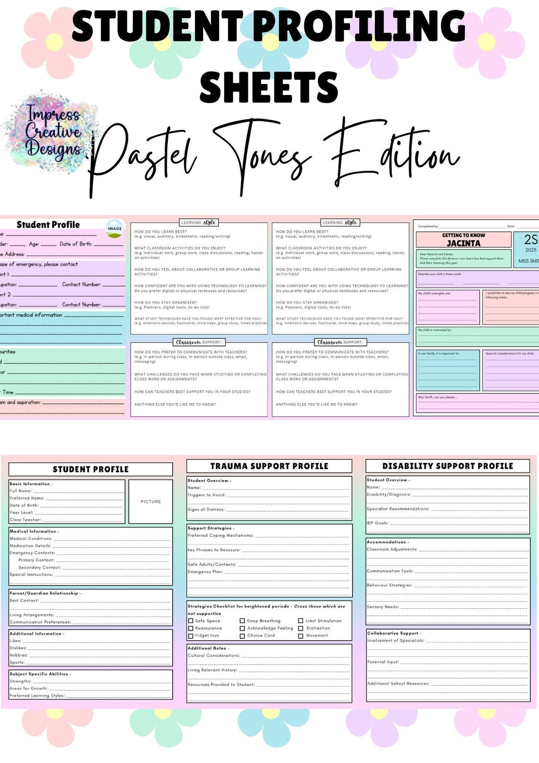Student Profiling Sheet (edible Canva Link and PDF) - Etsy