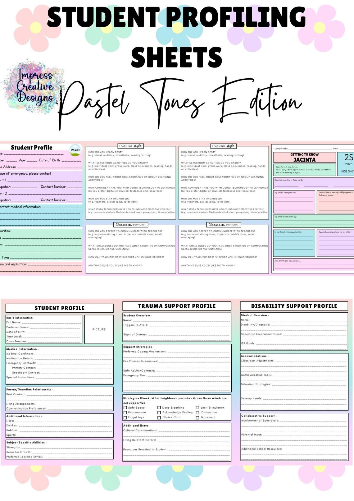 Student Profiling Sheet (edible Canva Link and PDF) - Etsy