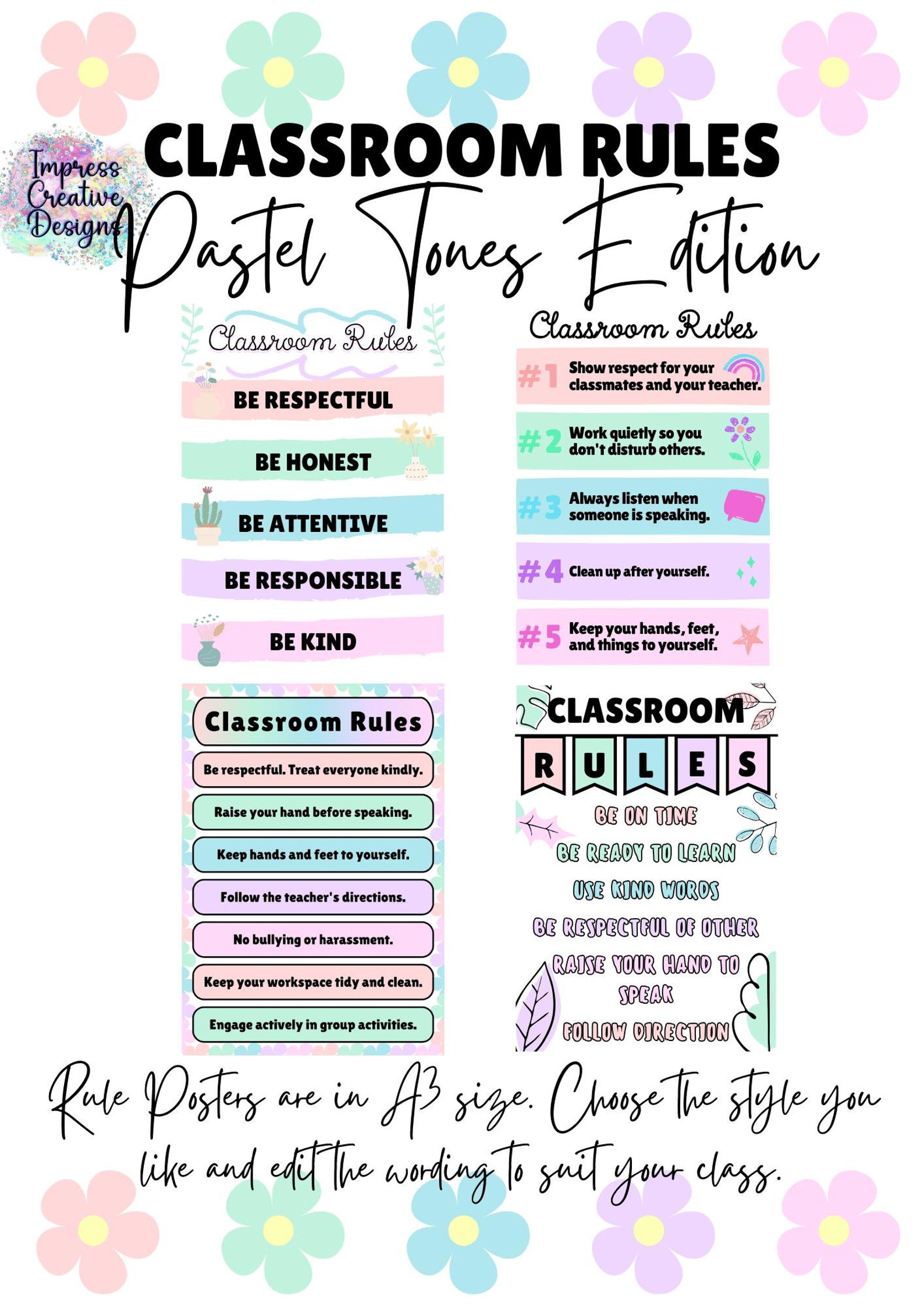 Classroom Rules - Pastel Tones Edition (editable Canva Links) - Etsy