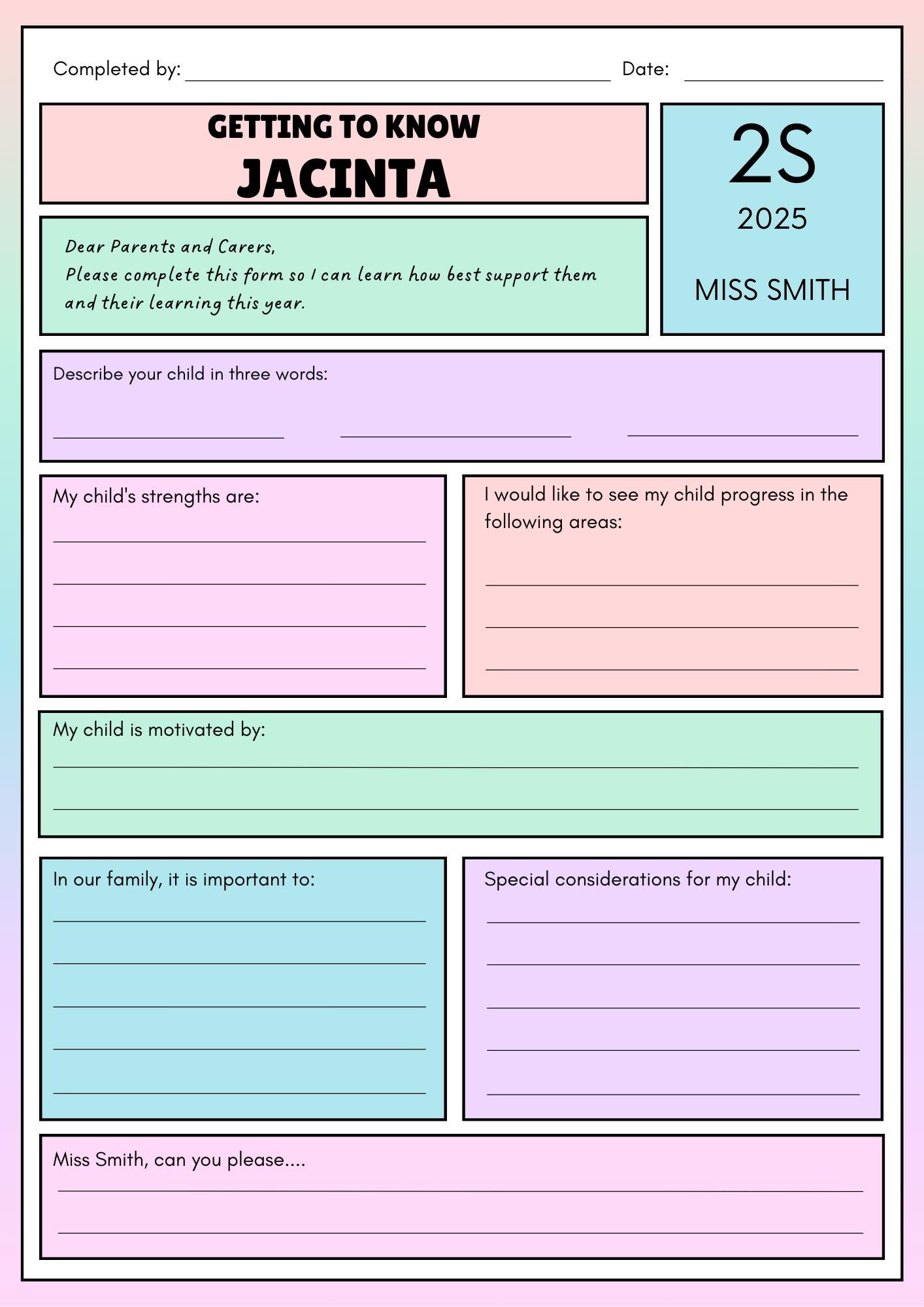 Student Profiling Sheet (edible Canva Link and PDF) - Etsy