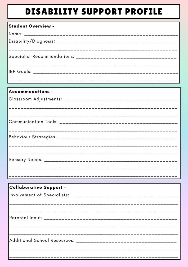 Student Profiling Sheet (edible Canva Link and PDF) - Etsy