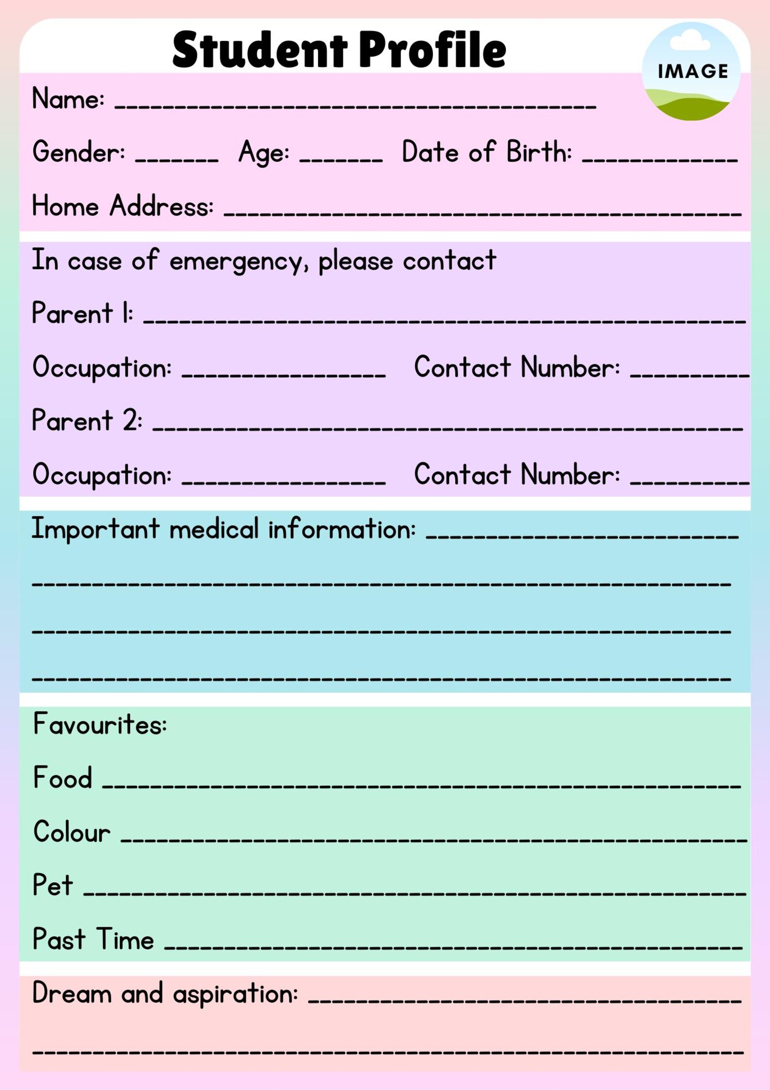 Student Profiling Sheet (edible Canva Link and PDF) - Etsy