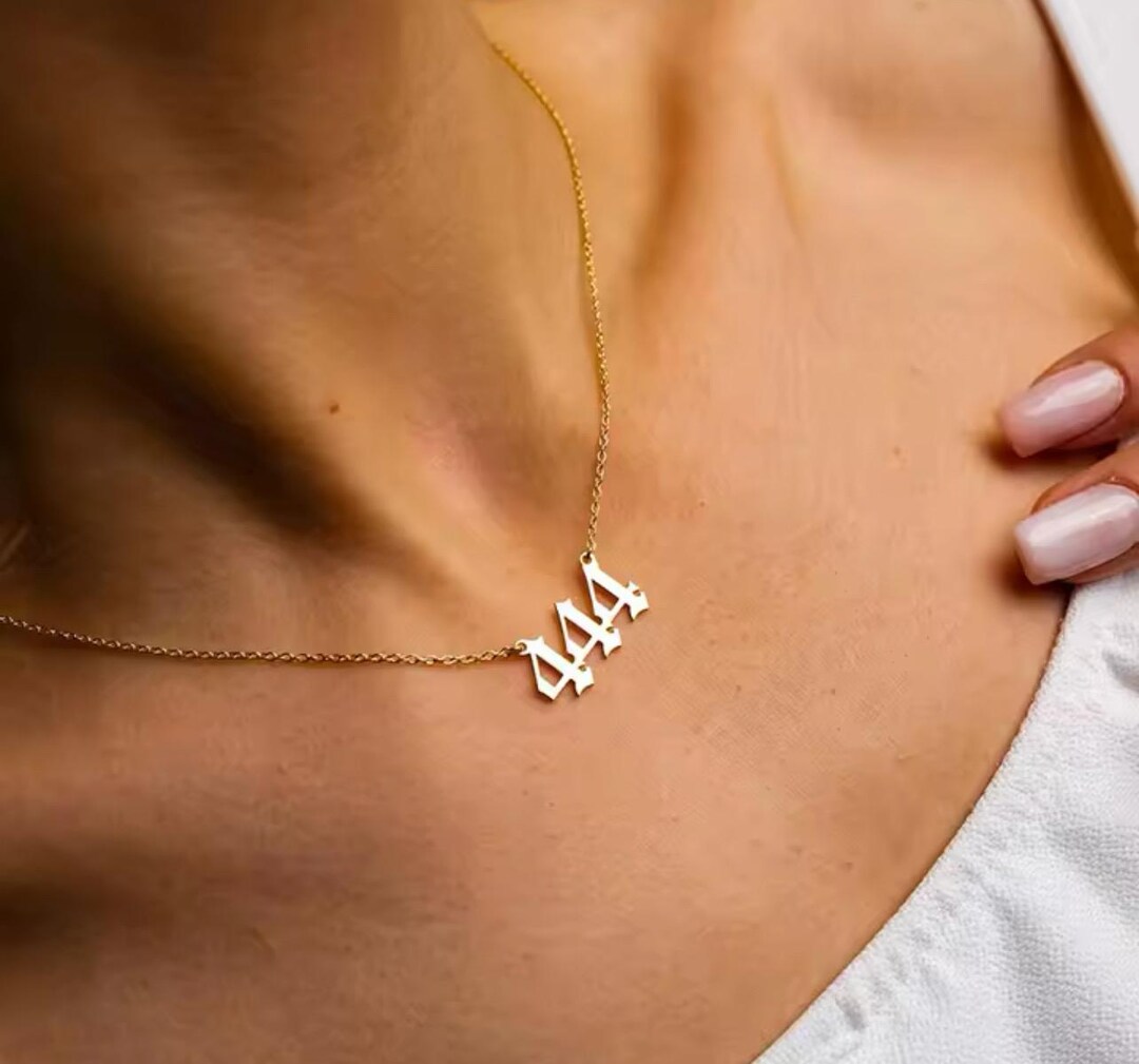 Custom Angel Number Necklace Gold Personalised 444 Necklace Anti ...