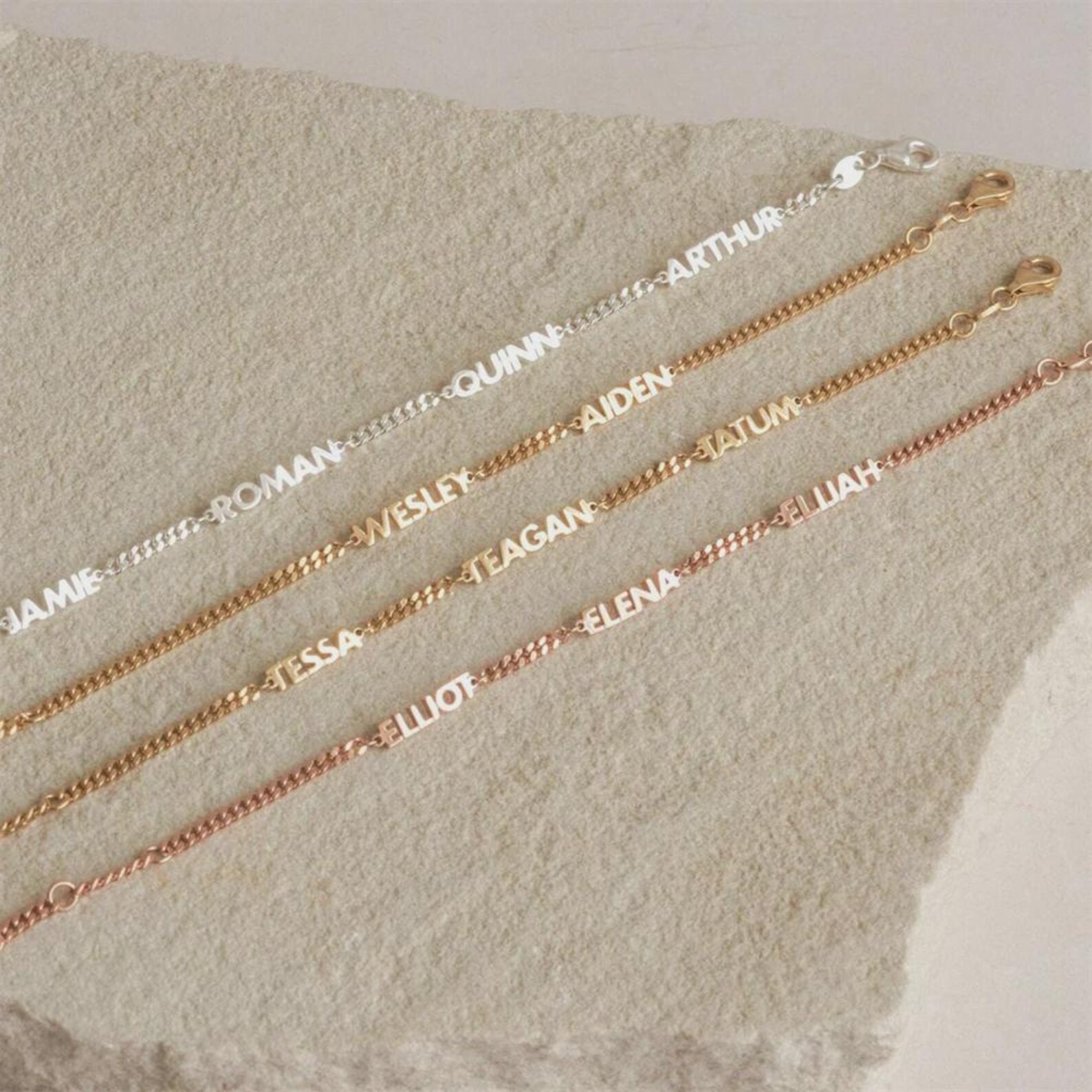 Multiple Custom Name Plate Bracelet Gold Filled Personalised Name ...