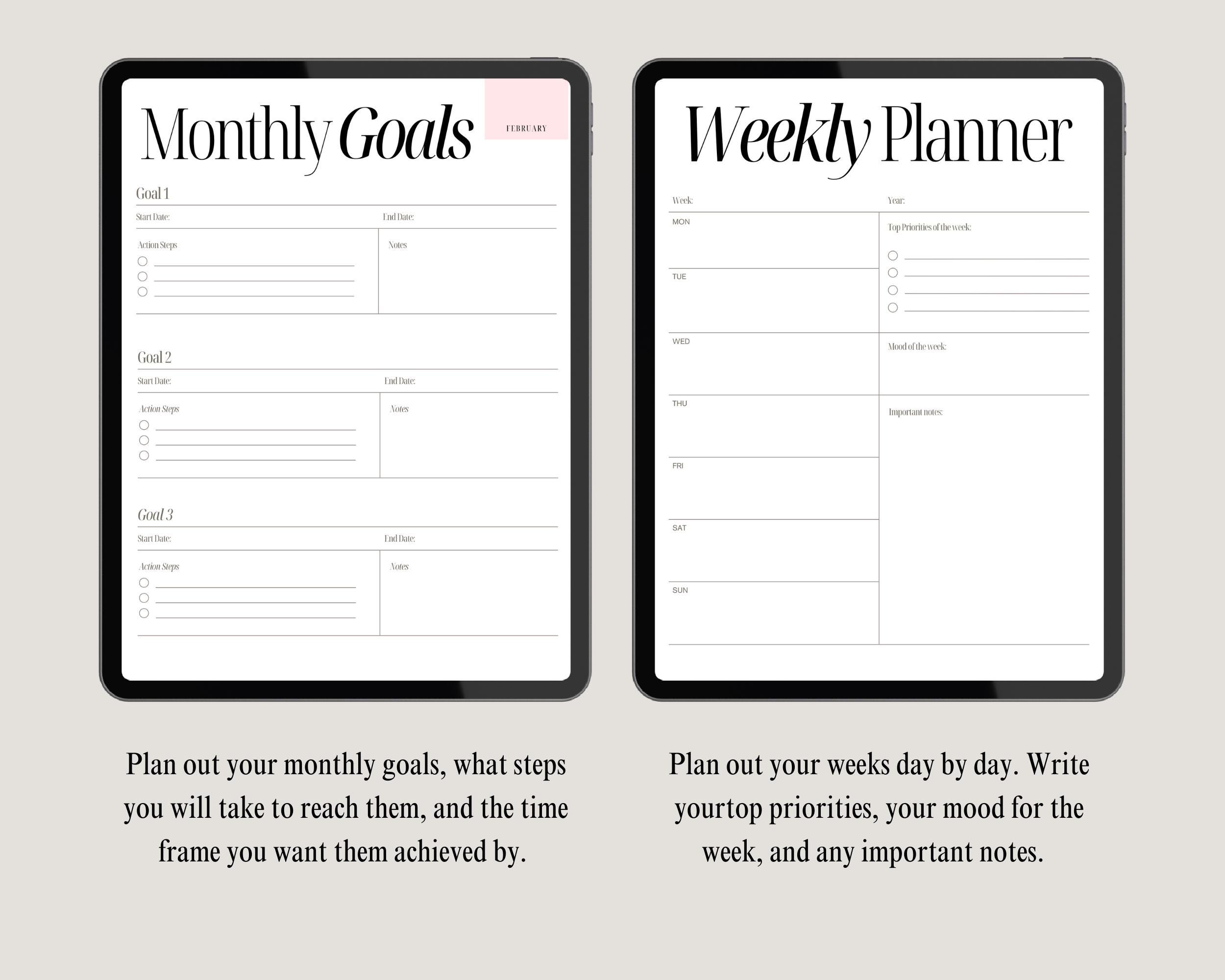 2025 Digital Planner, Digital Planner, Monthly Planner, Weekly Planner ...