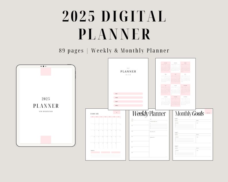 2025 Digital Planner, Digital Planner, Monthly Planner, Weekly Planner ...