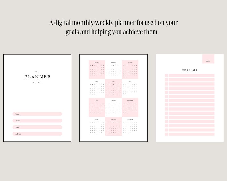 2025 Digital Planner, Digital Planner, Monthly Planner, Weekly Planner ...