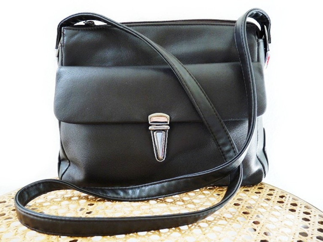 Dark Brown Leather Bag CARLO D'SANTI Front Pocket Satchel Crossbody ...