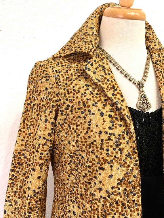 1960s Blazer Leopard Print Gold Metallic I. Magnin, P… - Gem